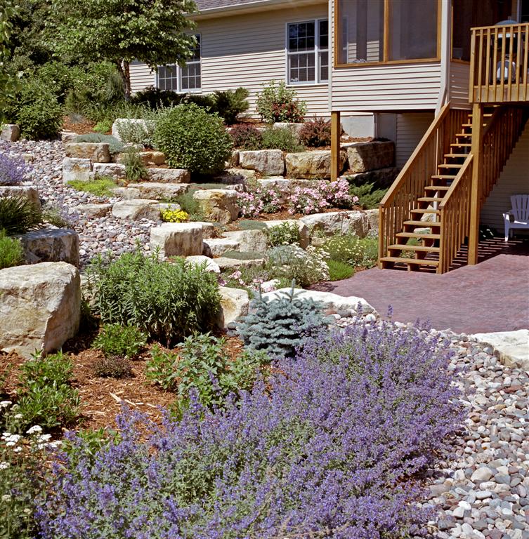 Boulder Walls With Plantings